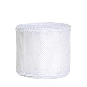 ATRBB White Burlap Wired Ribbon, Solid Color Wired Edge Ribbon, 2.5" x 10 Yd