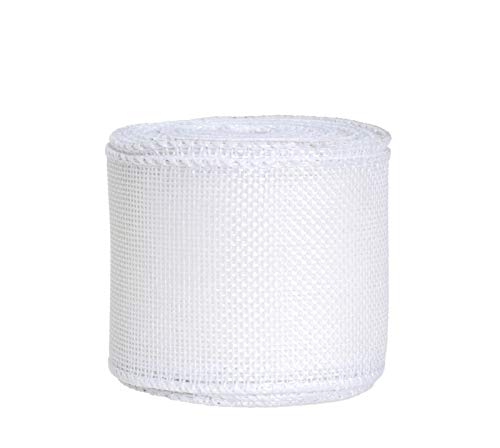 ATRBB White Burlap Wired Ribbon, Solid Color Wired Edge Ribbon, 2.5" x 10 Yd