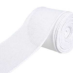 ATRBB White Burlap Wired Ribbon, Solid Color Wired Edge Ribbon, 2.5" x 10 Yd