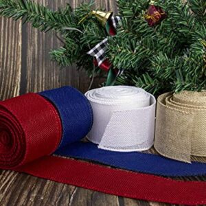 ATRBB White Burlap Wired Ribbon, Solid Color Wired Edge Ribbon, 2.5" x 10 Yd