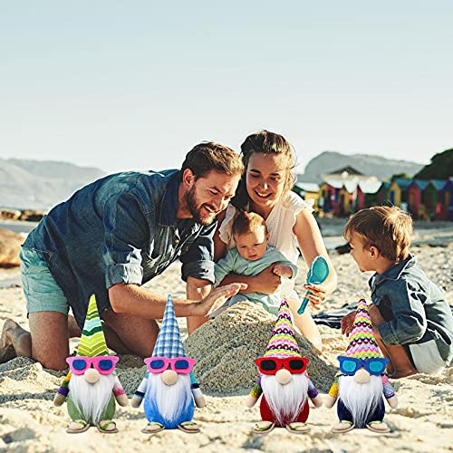 Gehydy Summer Beach Gnomes Plush Spring Decoration Birthday Gifts Handmade Scandinavian Tomte Stuffed Farmhouse Decor for Home Kitchen Tiered Tray - Light Blue