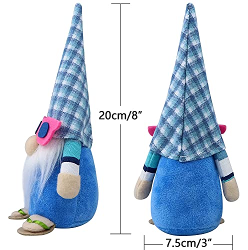 Gehydy Summer Beach Gnomes Plush Spring Decoration Birthday Gifts Handmade Scandinavian Tomte Stuffed Farmhouse Decor for Home Kitchen Tiered Tray - Light Blue