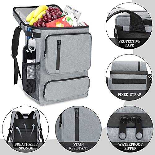 GARDRIT Insulated Cooler Backpack - 45 Cans Large Capacity Backpack Cooler Leak-Proof/Waterproof Lightweight Soft Beach Cooler Suitable to Work, Picnic, Hiking, Camping (Gray)