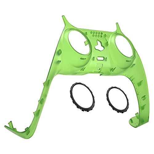 eXtremeRate Clear Green Decorative Trim Shell Compatible with ps5 Controller, DIY Replacement Clip Shell, Custom Plates Cover Compatible with ps5 Controller with Accent Rings