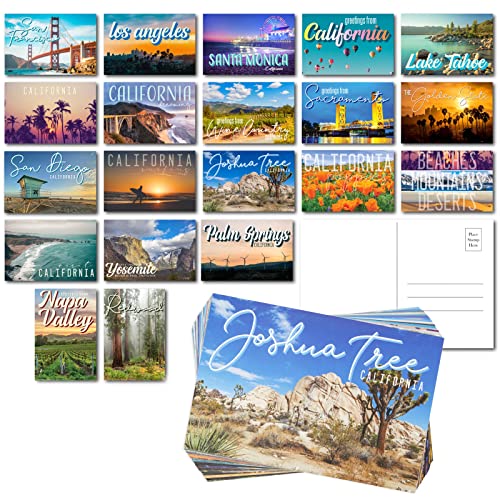 Pipilo Press Vintage California Travel Postcards, 20 Designs Bulk Set (4x6 In, 40 Pack)