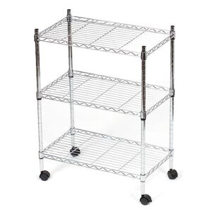 home basics steel wire shelf | heavy duty | open design | easy to assemble | (chrome, 3 tier | 23.62" x 13.77" x 31.88")