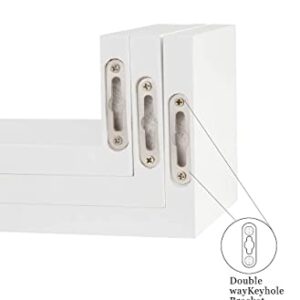 Daisyware Wall Mount U Shape Floating Shelves, MDF Wood Shelves Perfect in Bedroom, Living Room, Dining Room, Bathroom & Home Office, Set of 3 (White)