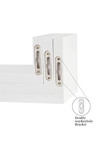 Daisyware Wall Mount U Shape Floating Shelves, MDF Wood Shelves Perfect in Bedroom, Living Room, Dining Room, Bathroom & Home Office, Set of 3 (White)