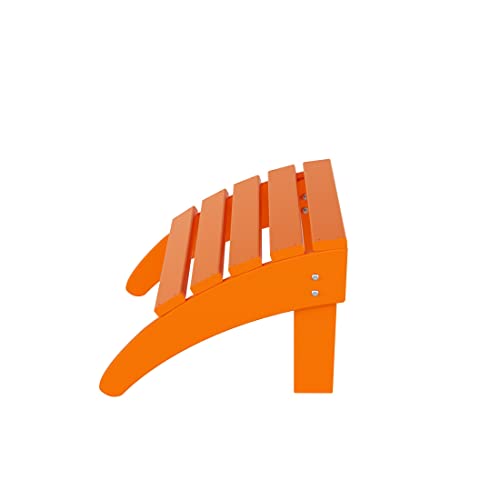 WestinTrends Outdoor Ottoman, Patio Adirondack Ottoman Foot Rest, All Weather Poly Lumber Folding Foot Stool for Adirondack Chair, Widely Used for Outside Porch Pool Lawn Backyard, Orange