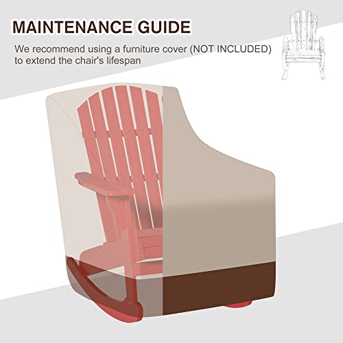 Outsunny Wooden Adirondack Rocking Chair Outdoor Lounge Chair Fire Pit Seating with Slatted Wooden Design, Fanned Back, & Classic Rustic Style for Patio, Backyard, Garden, Lawn Red