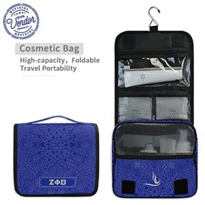 BBGreek Zeta Phi Beta Paraphernalia - Toiletry Travel Bag Organizer with Hanging Hook - Cosmetic Make-Up Case for Women - Zeta - Official Vendor