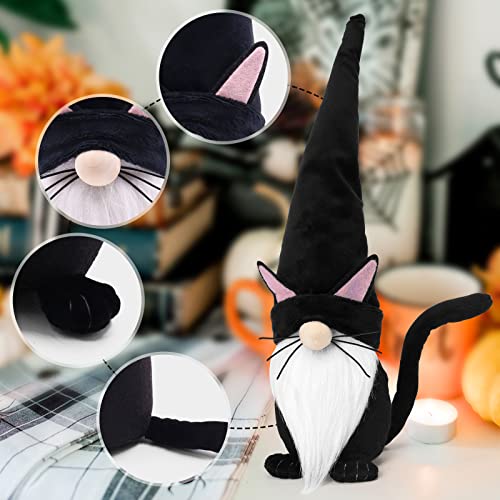 Upltowtme Black Cat Gnome Swedish Tomte Cat Gnome Decorations Collectible Figurines Gnome Plush Spring Summer Farmhouse Home Gift Decor