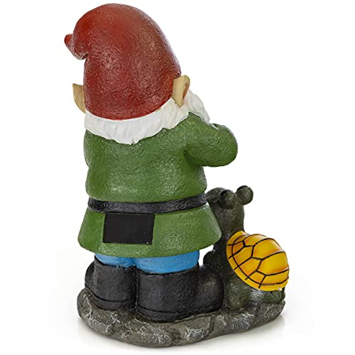 VP Home Fiddler Gnome with Glowing Turtle Solar Powered LED Outdoor Decor Garden Light Great Addition for Your Garden Solar Powered Light Garden Gnome Christmas Decorations Gifts