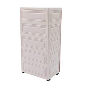 Gdrasuya10 19.68 x 13.78 x 40.16in Plastic Drawers Dresser with 6 Drawers, Plastic Tower Closet Organizer with 4 Wheels Suitable for Apartments Condos And Dorm Rooms (Pink)