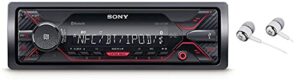 sony dsx-a410bt single din bluetooth front usb aux car stereo digital media receiver bundled with earbuds (no cd player)