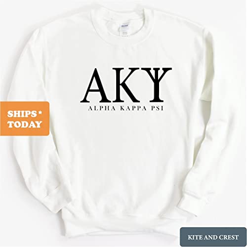 Alpha Kappa Psi Classic Sweatshirt - Fraternity Crewneck Sweatshirt White