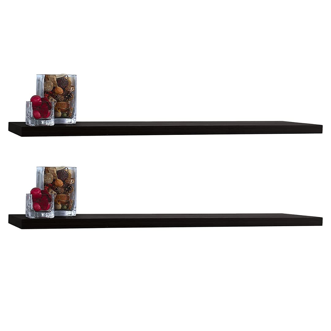 InPlace Shelving, 9604676E, Low Profile Wall Shelf with Invisible Brackets, 60 Inch Width x 7.75 Inch Depth x 1.25 Inch Height, Set of 2, Black