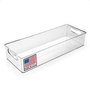 pikanty - 15" refrigerator organizer bin clear. made in usa