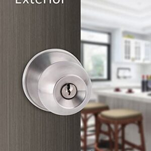 Lanwandeng (2 Pack) Entry Door Knob with Lock and Keys, Exterior/Interior Door Locks with Screwdriver for Bedroom or Bathroom,Satin Nickel Door knobs