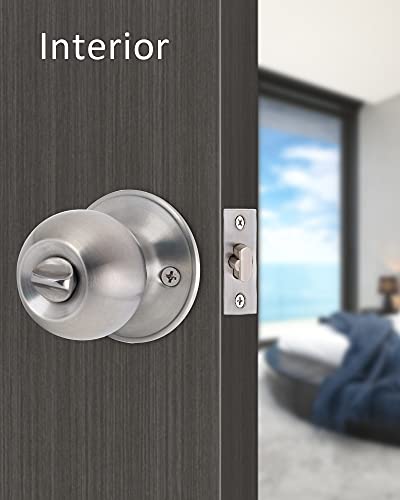 Lanwandeng (2 Pack) Entry Door Knob with Lock and Keys, Exterior/Interior Door Locks with Screwdriver for Bedroom or Bathroom,Satin Nickel Door knobs