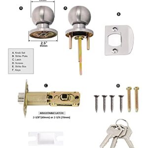 Lanwandeng (2 Pack) Entry Door Knob with Lock and Keys, Exterior/Interior Door Locks with Screwdriver for Bedroom or Bathroom,Satin Nickel Door knobs