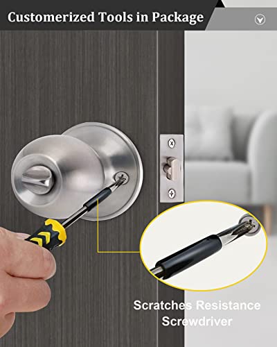 Lanwandeng (2 Pack) Entry Door Knob with Lock and Keys, Exterior/Interior Door Locks with Screwdriver for Bedroom or Bathroom,Satin Nickel Door knobs