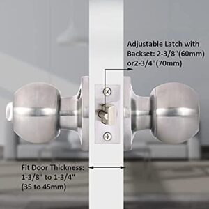 Lanwandeng (2 Pack) Entry Door Knob with Lock and Keys, Exterior/Interior Door Locks with Screwdriver for Bedroom or Bathroom,Satin Nickel Door knobs