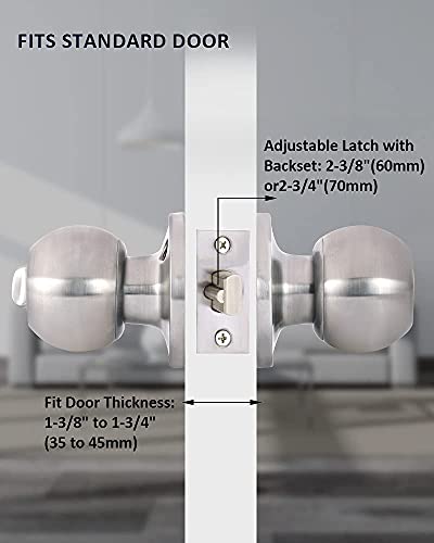 Lanwandeng (2 Pack) Entry Door Knob with Lock and Keys, Exterior/Interior Door Locks with Screwdriver for Bedroom or Bathroom,Satin Nickel Door knobs