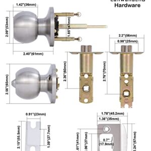 Lanwandeng (2 Pack) Entry Door Knob with Lock and Keys, Exterior/Interior Door Locks with Screwdriver for Bedroom or Bathroom,Satin Nickel Door knobs