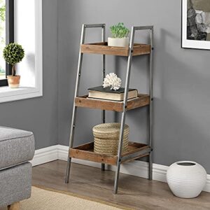 firstime & co. silver and brown garner 3-tier storage shelf for living room, bedroom, bathroom, kitchen, home office, metal and wood, farmhouse, 13.5 x 13.5 x 34 inches