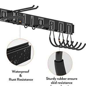 INCLY Garage Tool Storage Rack, 12 PCS Garden Yard Tool Organizer Wall Mount, 72 Inch Adjustable Heavy Duty Steel Garage Organization System with 3 Racks & 9 Wall Hooks