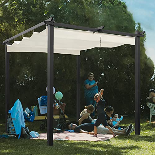 AVAWING 10x10 Outdoor Pergola, Retractable pergola Canopy Garden Gazebo, Aluminum Frame Grape Trellis with Sun Shade Cover