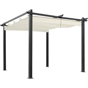 AVAWING 10x10 Outdoor Pergola, Retractable pergola Canopy Garden Gazebo, Aluminum Frame Grape Trellis with Sun Shade Cover