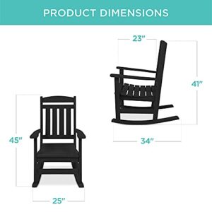 Best Choice Products All-Weather Rocking Chair, Indoor Outdoor HDPE Porch Rocker for Patio, Balcony, Backyard, Living Room w/ 300lb Weight Capacity, Contoured Seat - Black