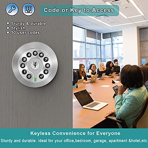 BOTHSTAR Keypad Door Knob with Key,Keyless Entry Door Lock, Code Locks Door Knob, Auto Lock,50 User Code,Easy to Install,for Home,Office,Hotel,Bedroom,Garage,No Deadbolt