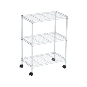 3 tier wire shelving unit storage rack, metal heavy duty utility organizers, organization units for products plant pantry, garage, laundry racks durable shelf stand, 14"w x 24"l x 30"h, chrome