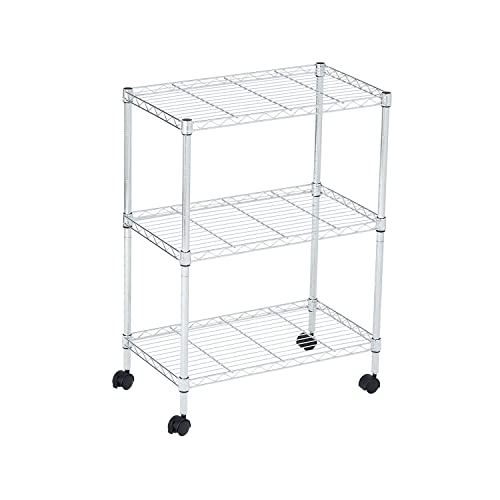 3 Tier Wire Shelving Unit Storage Rack, Metal Heavy Duty Utility Organizers, Organization Units for Products Plant Pantry, Garage, Laundry Racks Durable Shelf Stand, 14"W x 24"L x 30"H, Chrome