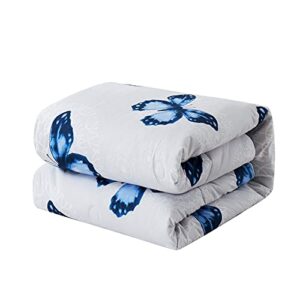 ARTALL Butterfly Pattern Bed in A Bag Bedding 8 Piece Full/Queen Comforter Sets 1 Comforter, 2 Pillow Shams, 1 Flat Sheet, 1 Fitted Sheet, 1 Bed Skirt, 2 Pillowcases,Blue