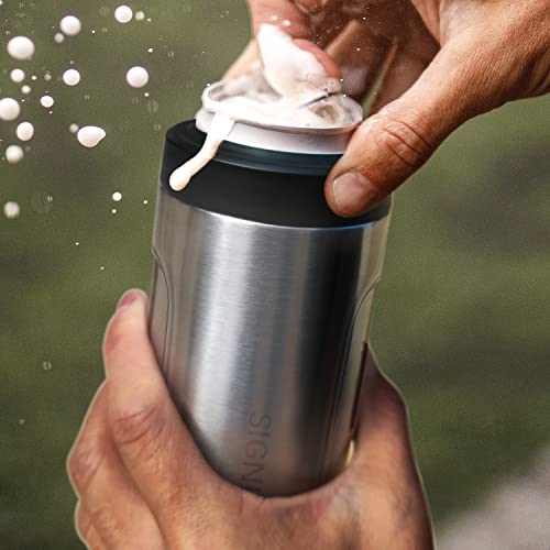 3-IN-1 Insulated Can Cooler - Signice Double Walled Vacuum Insulator Stainless Steel Slim Can Cooler for 12 Oz Skinny Tall Can/Standard Regular Can/Beer Bottle (Aqua)