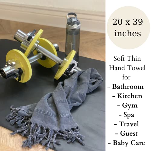 Luxury Cotton Turkish Hand Towel, Decorative Kitchen Towels Farmhouse, Black Hand Towels for Bathroom, Soft&Absorbent Hand Towels for Head Face Guest Tea Dishcloth Gym Spa - Charcoal Gray/Black