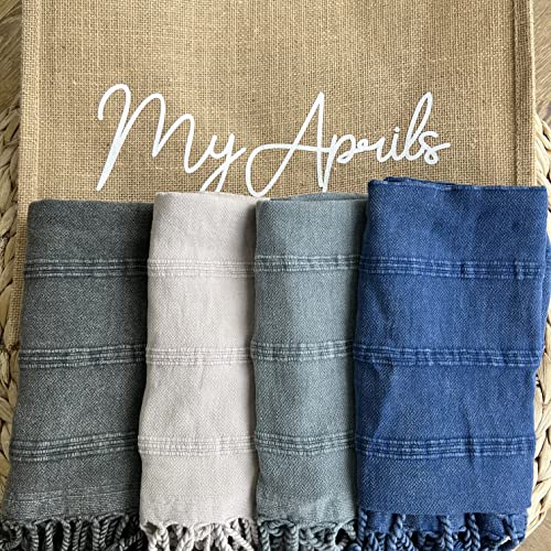 Luxury Cotton Turkish Hand Towel, Decorative Kitchen Towels Farmhouse, Black Hand Towels for Bathroom, Soft&Absorbent Hand Towels for Head Face Guest Tea Dishcloth Gym Spa - Charcoal Gray/Black