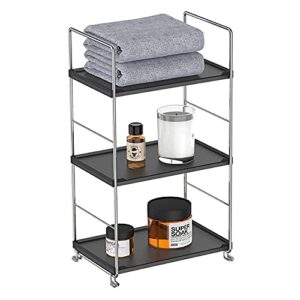 kaileyouxiangongsi 3-tier bathroom countertop organizer -makeup organizer -corner storage shelf- kitchen spice rack standing shelf-great for vanity, bathroom, bedroom, kitchen (silver&black)