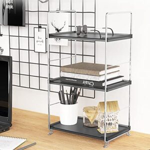 kaileyouxiangongsi 3-Tier Bathroom Countertop Organizer -Makeup Organizer -Corner Storage Shelf- Kitchen Spice Rack Standing Shelf-Great for Vanity, Bathroom, Bedroom, Kitchen (Silver&Black)