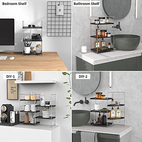 kaileyouxiangongsi 3-Tier Bathroom Countertop Organizer -Makeup Organizer -Corner Storage Shelf- Kitchen Spice Rack Standing Shelf-Great for Vanity, Bathroom, Bedroom, Kitchen (Silver&Black)