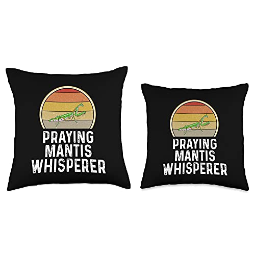 Funny Praying Mantis Gifts Funny Praying Mantis Whisperer Entomologist Bug Lover Retro Throw Pillow, 16x16, Multicolor