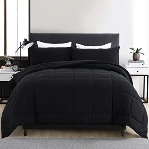 downcool queen comforter set -all seasons bedding comforters & sets with 2 pillow cases-3 pieces bed set queen down alternative comforter set -black bedding comforter sets queen (88x90 inches)