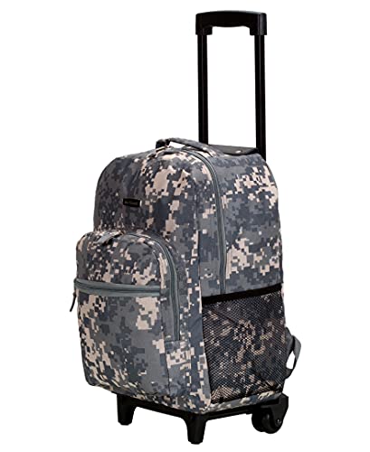 Rockland Double Handle Rolling Backpack, ACU Camo, 17-Inch