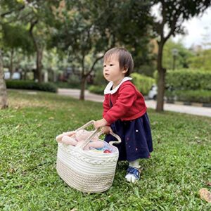 YeaYee Baby Diaper Caddy Organizer, Portable Nursery Storage Basket with Changeable Compartments, 100% Cotton Woven Rope Baskets, Car & Changing Table Tote, Newborn Gift