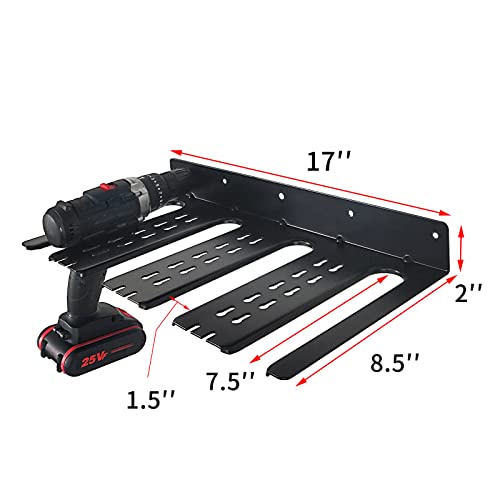 Foozet Electric Drill Storage Rack Wall Mount Heavy Duty Metal,Holds 4 Drills & Batteries Fit Garage, Home, Workshop, Shed Power Tool Storage - Max Load 100lb