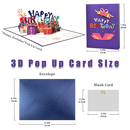 Magic Ants Happy Birthday Card, Pop Up Birthday Card, 3D Birthday Popup Card, Pop Up 3D Greeting Cards, Anniversary Card, Happy Birthday Pop Up Card with Envelope Postcards